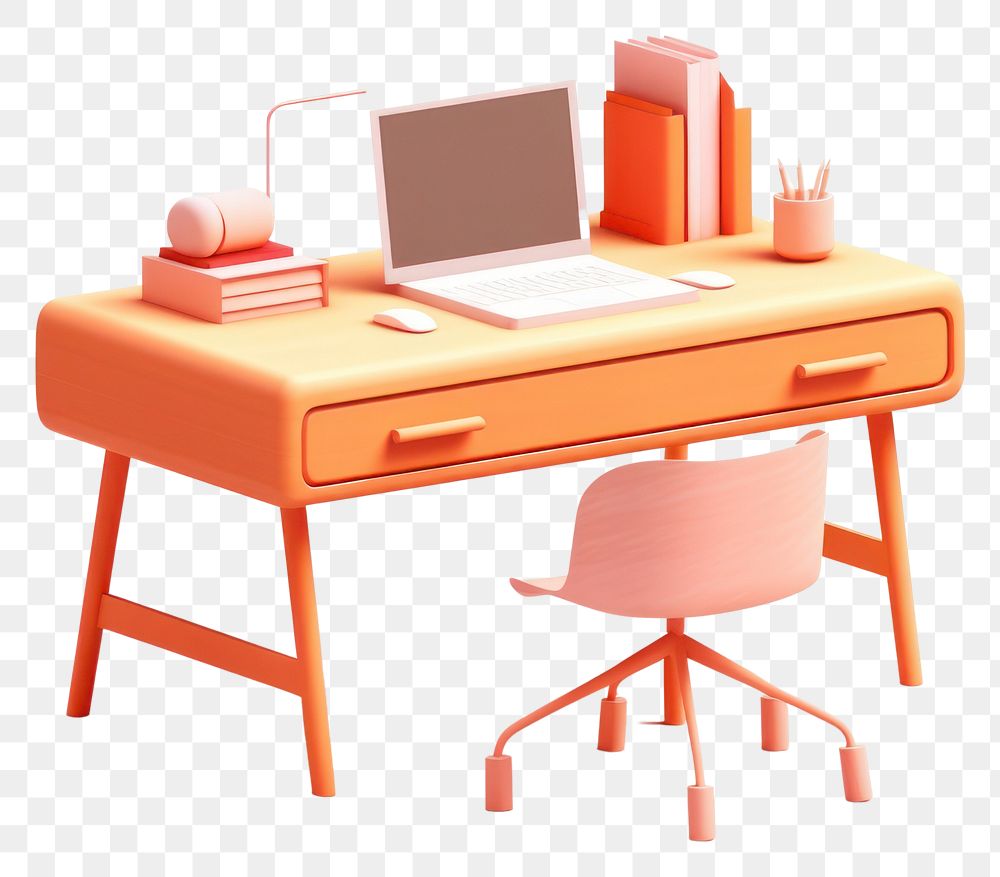 PNG Desk furniture computer cartoon. | Free PNG - rawpixel