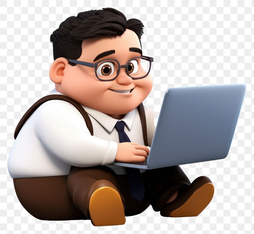 PNG Laptop computer sitting cartoon. | Premium PNG - rawpixel