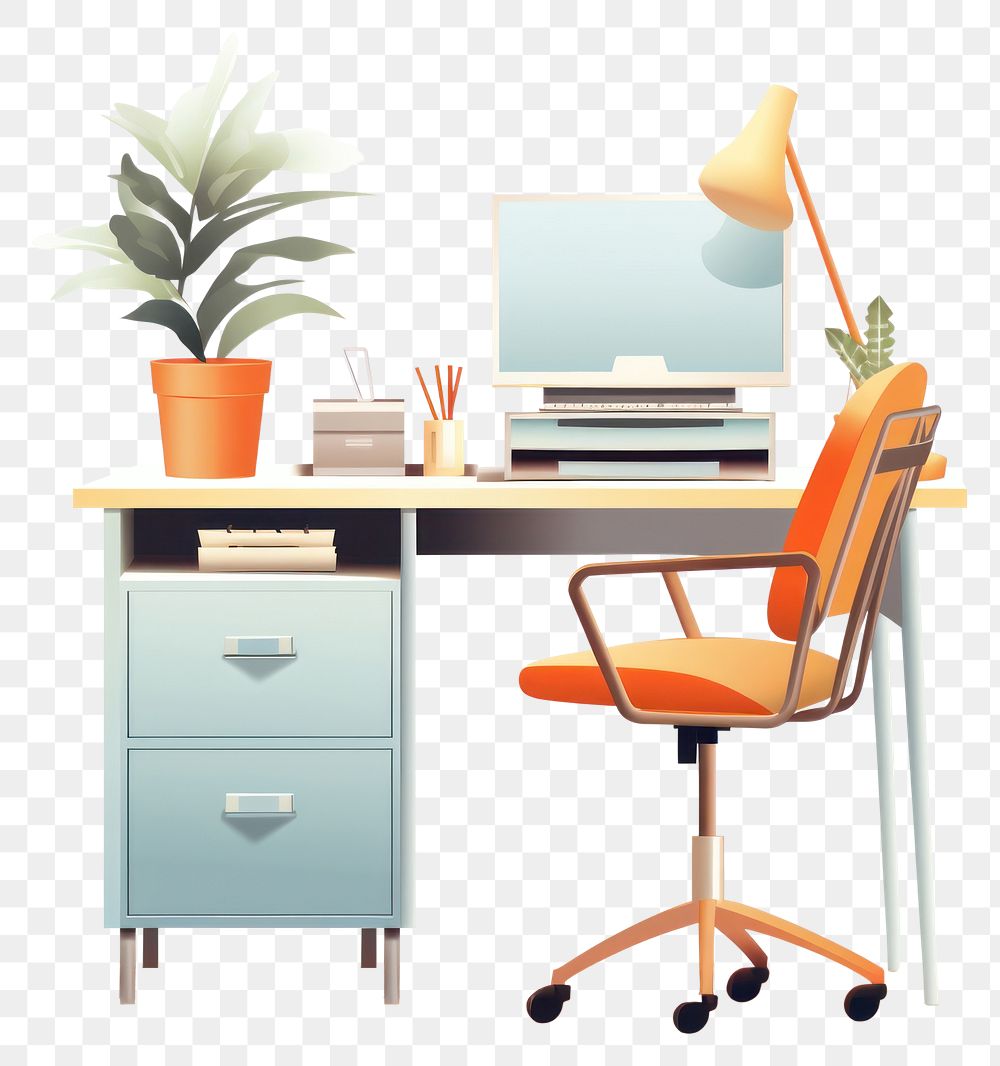 PNG Furniture computer chair table. | Premium PNG - rawpixel