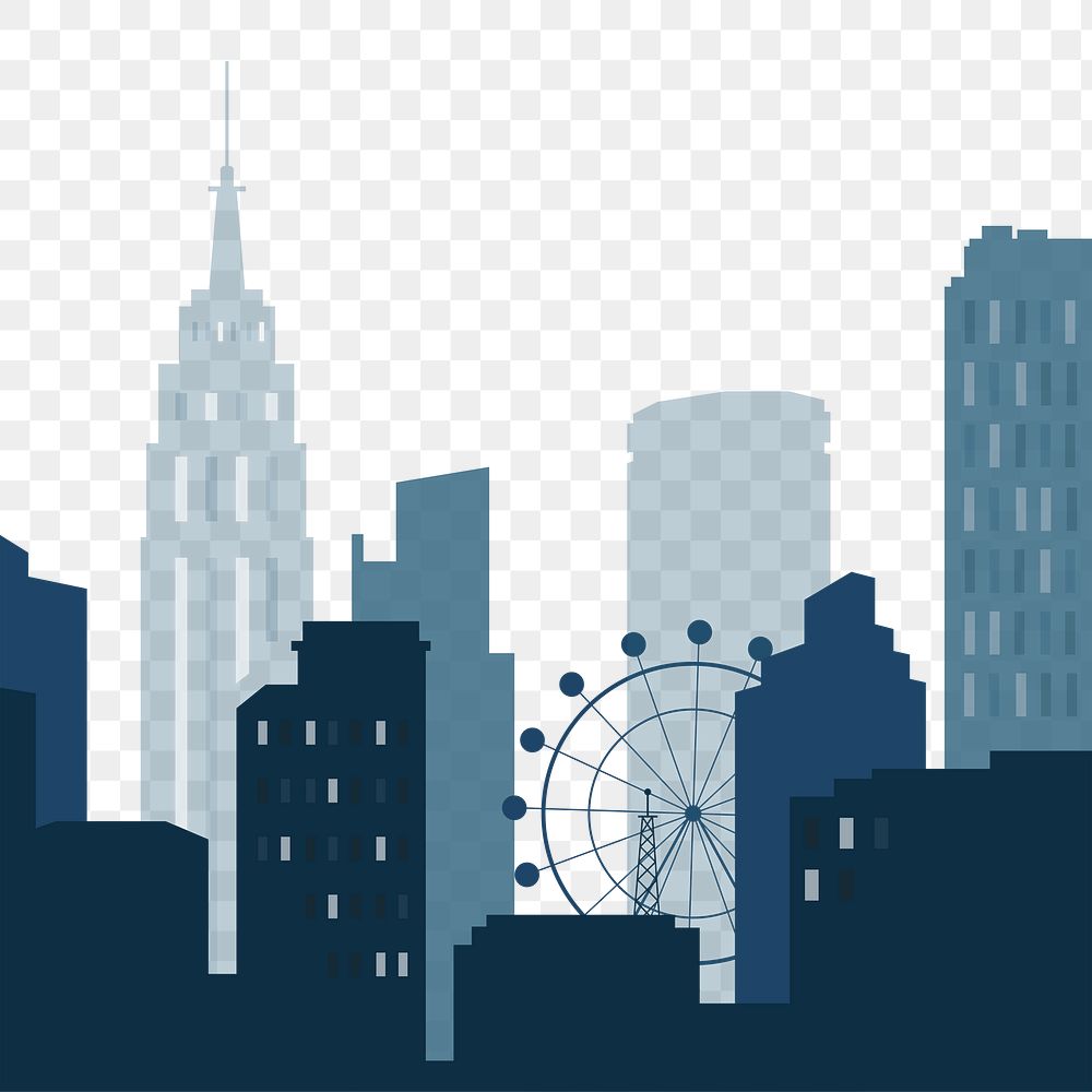 Blue silhouette cityscape png, transparent | Premium PNG - rawpixel
