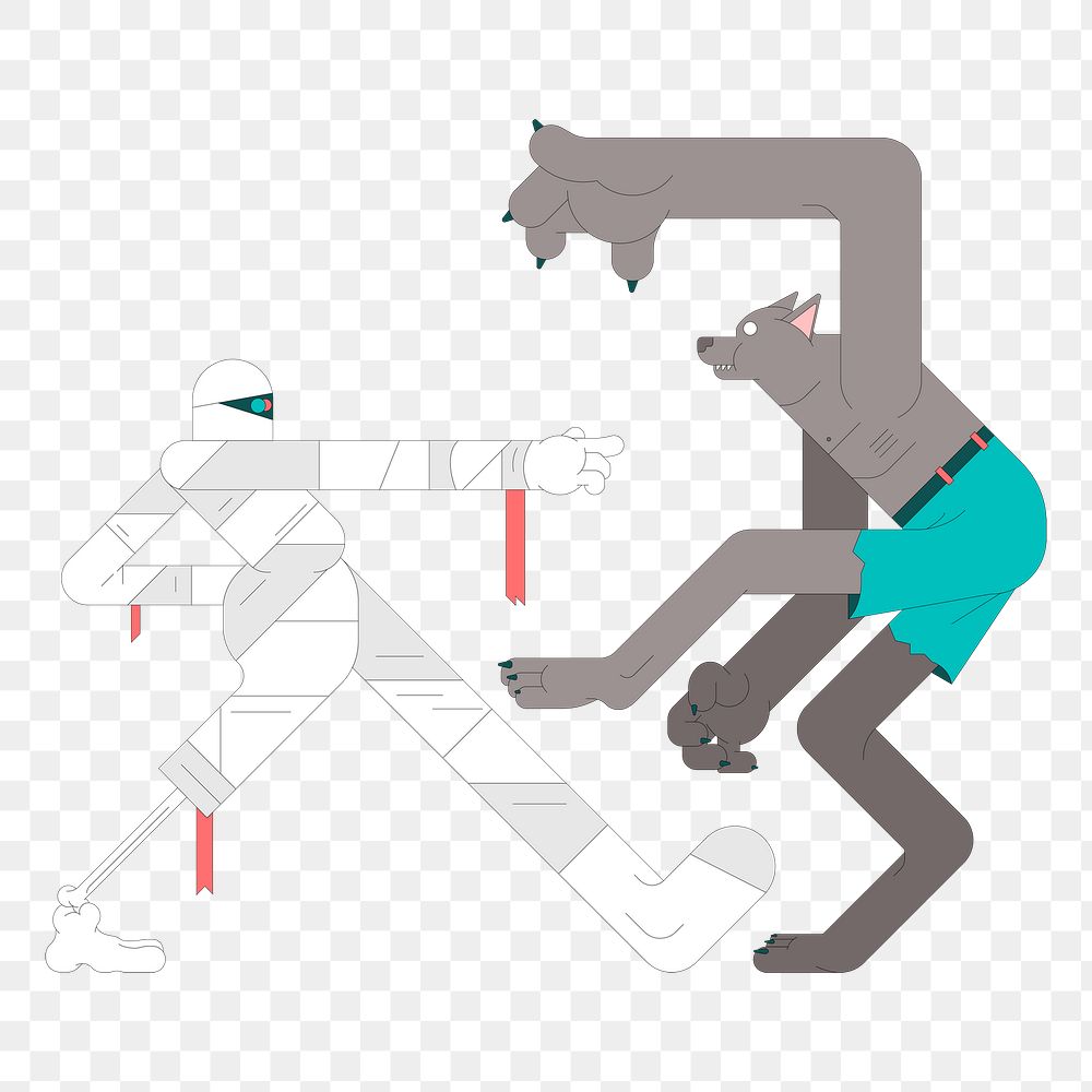 Png mummy and werewolf halloween | Free PNG - rawpixel