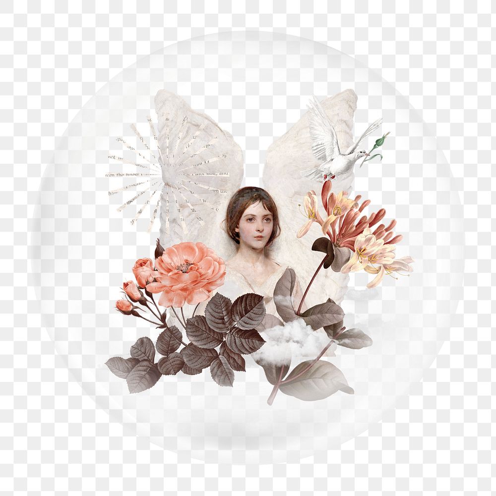 Floral angel png element bubble | Premium PNG - rawpixel