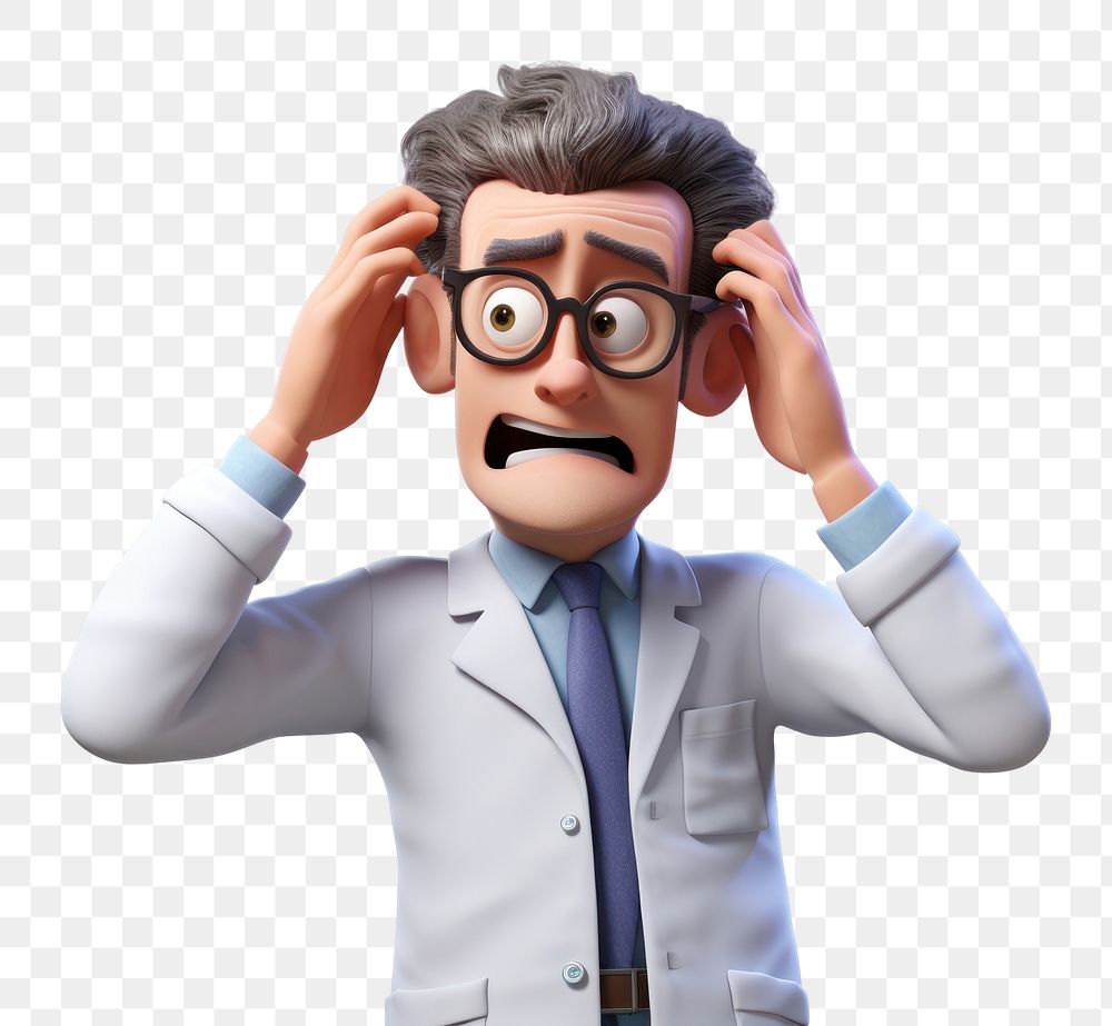 PNG Stressed scientist portrait cartoon | Free PNG - rawpixel