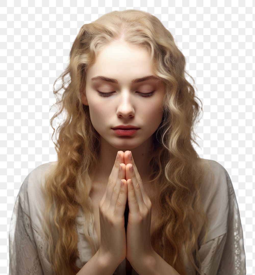 PNG Pray portrait female adult. | Free PNG - rawpixel