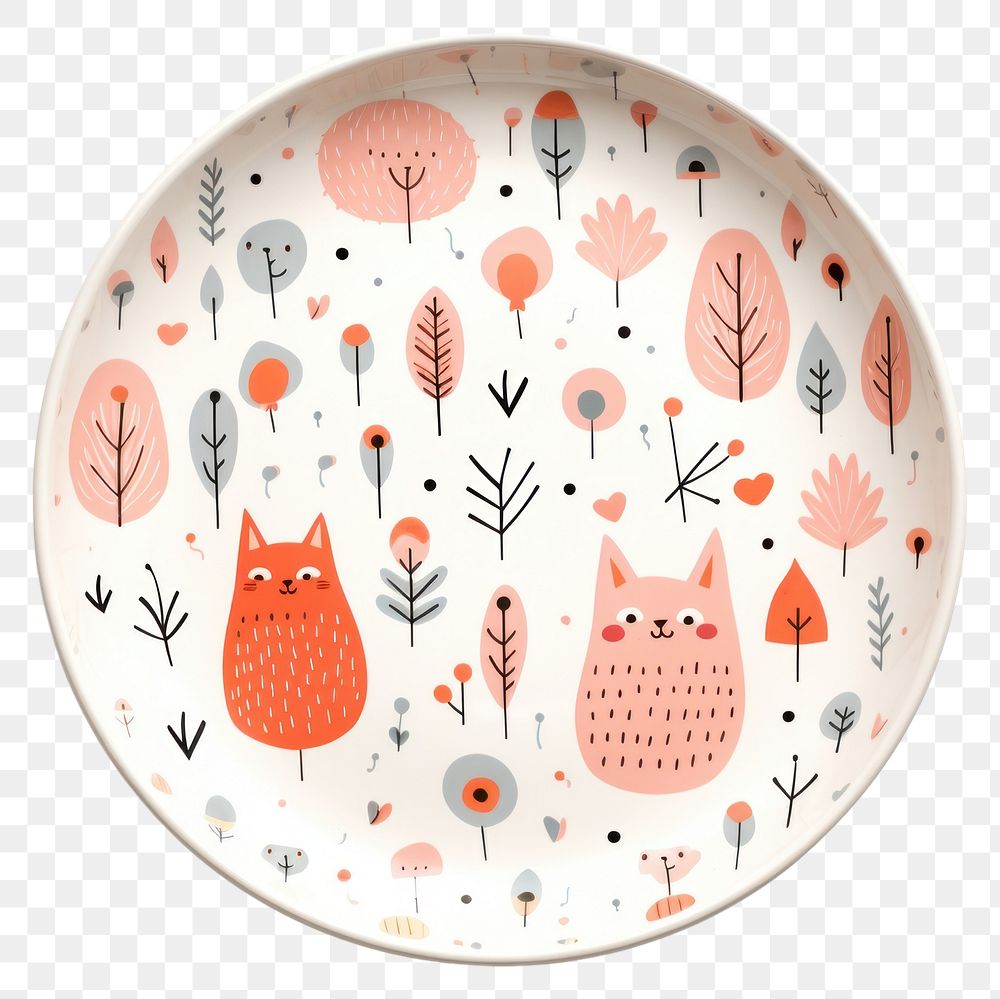 PNG Cute pattern plate porcelain | Free PNG - rawpixel