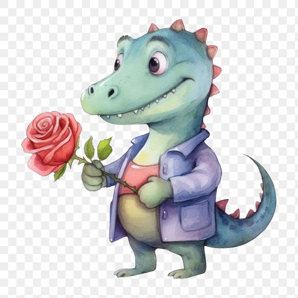PNG Cute alligator animal rose | Premium PNG - rawpixel