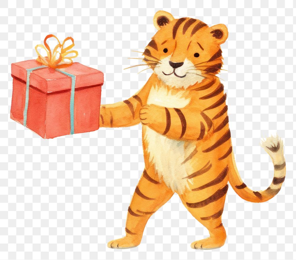 PNG Tiger carrying gift tiger | Free PNG - rawpixel