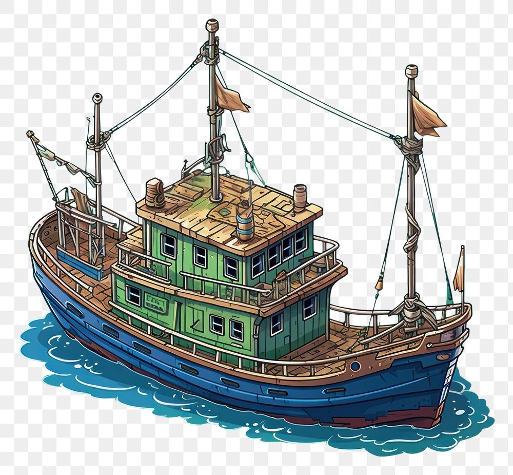 PNG Simple trawler isolated watercraft | Free PNG Illustration - rawpixel