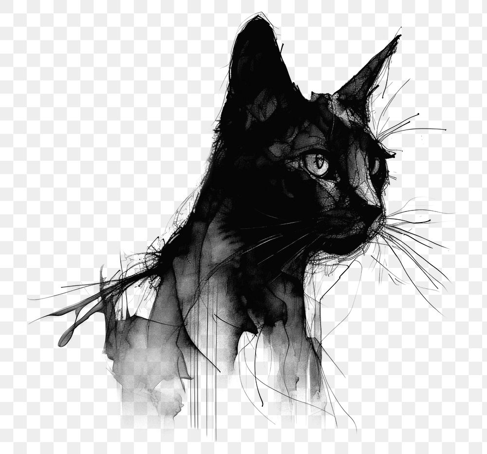 PNG Cat drawing animal mammal. | Free PNG - rawpixel