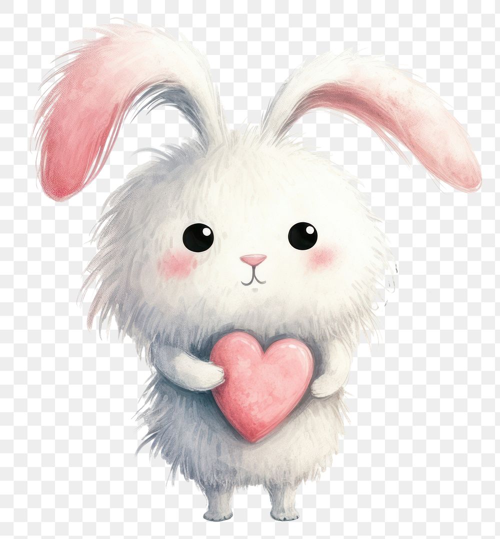 PNG Rabbit holding big heart | Premium PNG - rawpixel