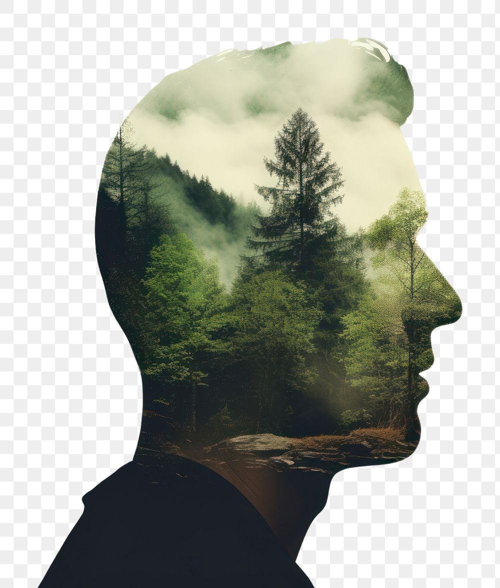 PNG Man and nature portrait | Premium PNG - rawpixel