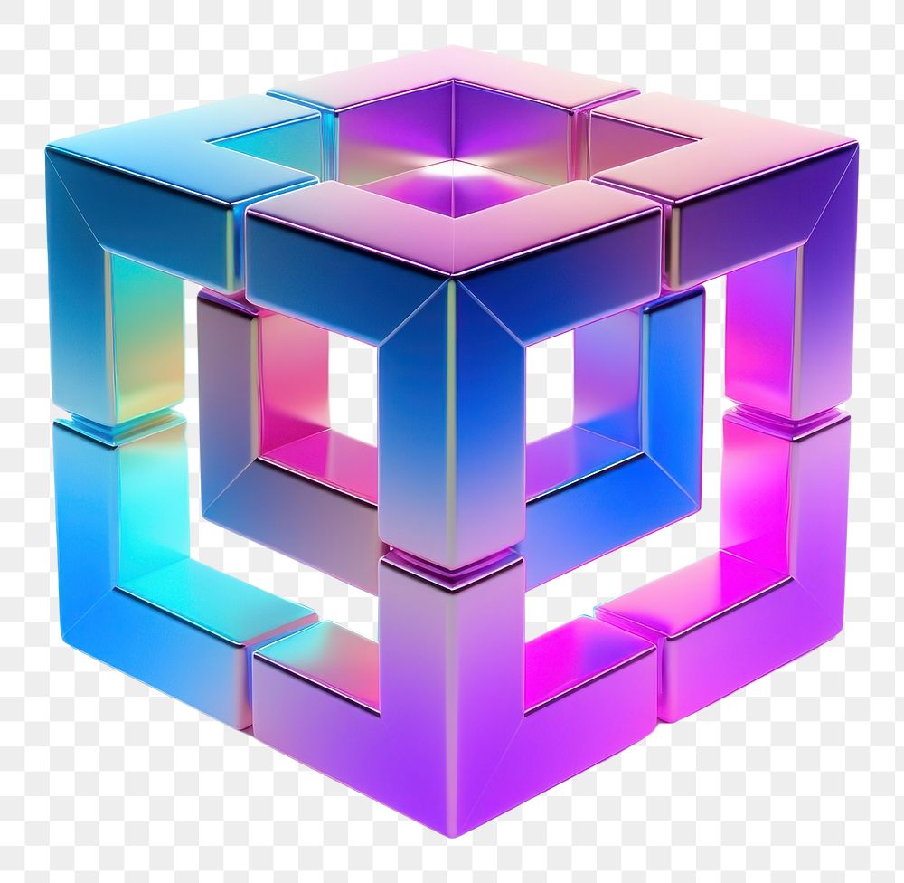 PNG Interlocked cube shape purple | Premium PNG - rawpixel