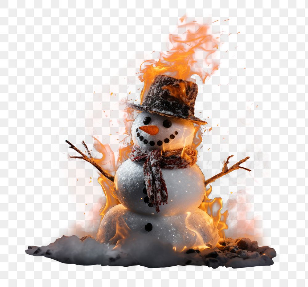 PNG Snowman snowman fire outdoors. | Free PNG - rawpixel
