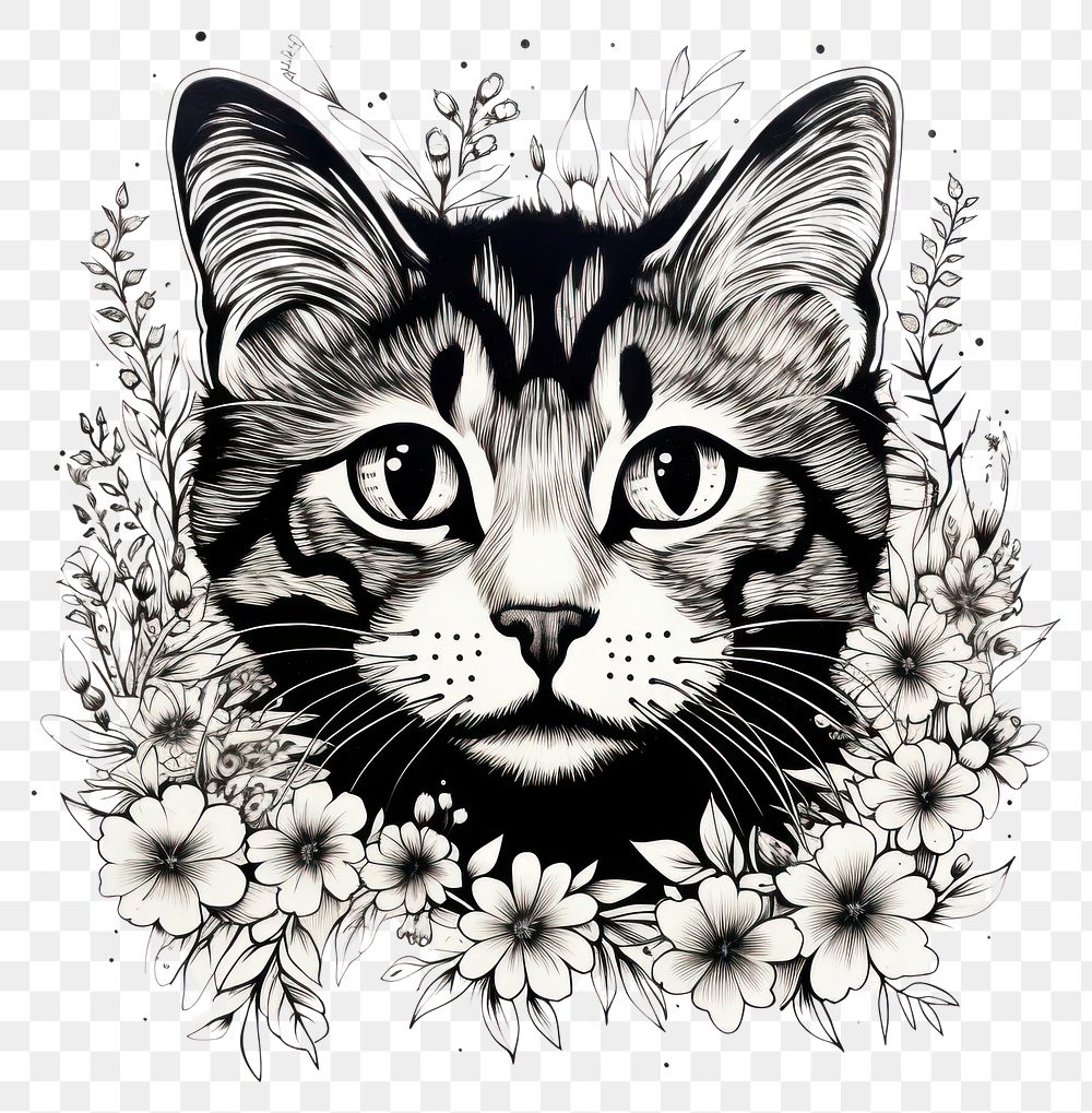 PNG Cat pattern drawing animal. | Free PNG - rawpixel