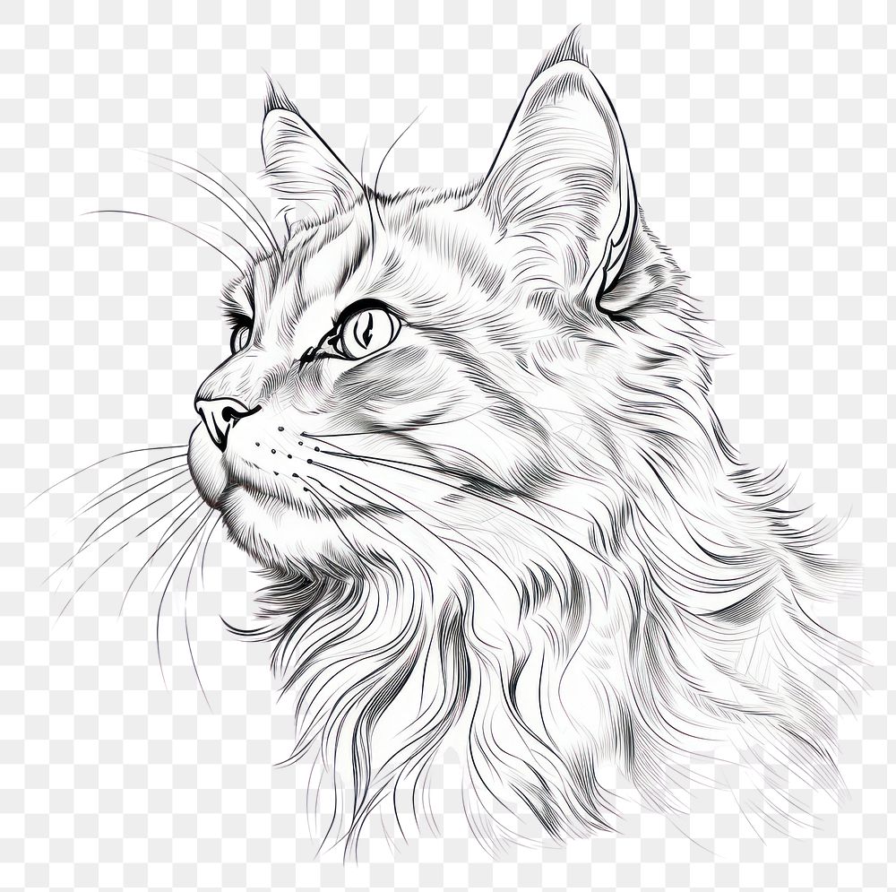 PNG Cat drawing mammal animal. | Free PNG - rawpixel