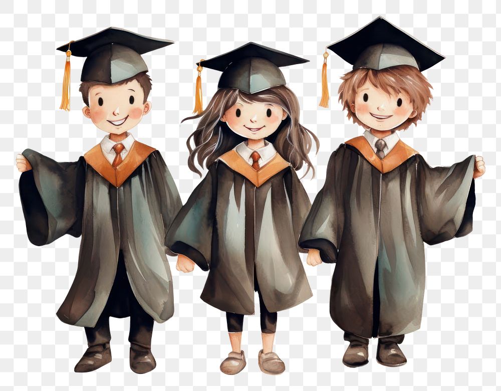 PNG Three kids wearing graduation | Premium PNG - rawpixel