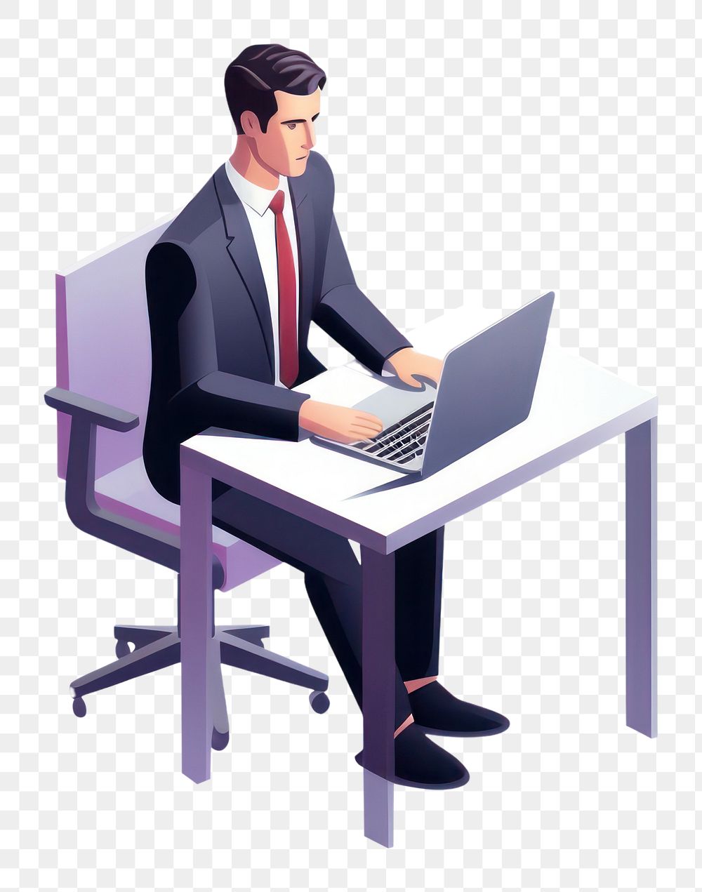 PNG Business man using computer | Premium PNG - rawpixel
