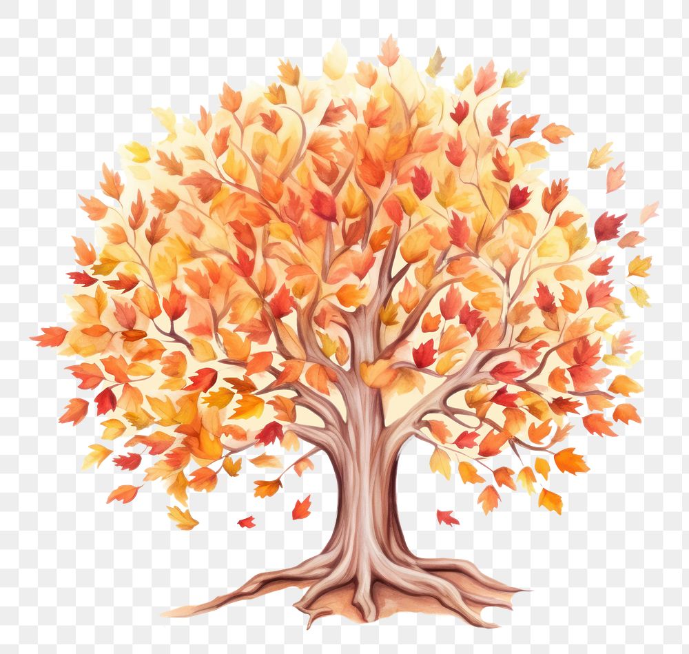 PNG Autumn tree drawing painting | Free PNG - rawpixel