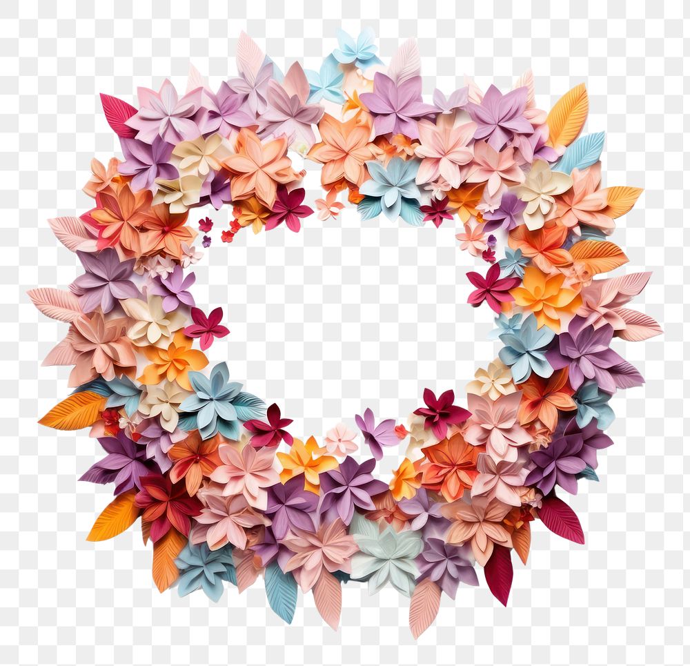 PNG Floral flower origami wreath. | Free PNG - rawpixel