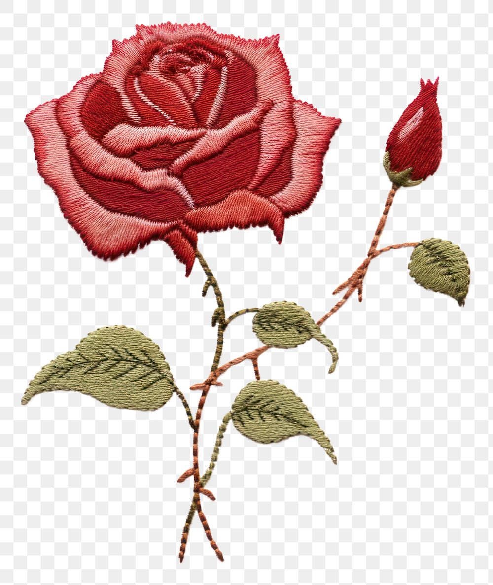 PNG red rose embroidery flower | Premium PNG - rawpixel
