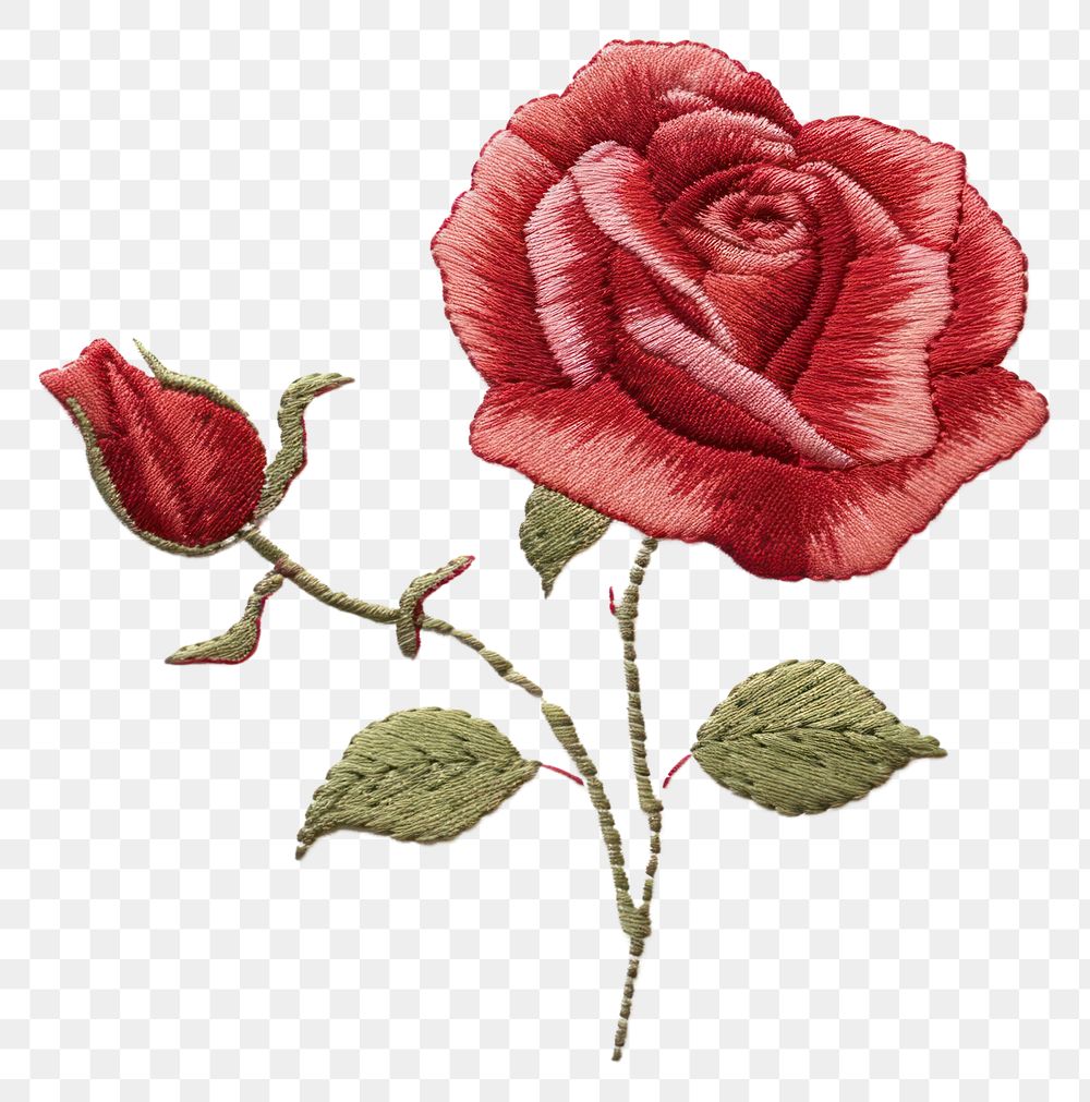 PNG red rose embroidery flower | Premium PNG - rawpixel