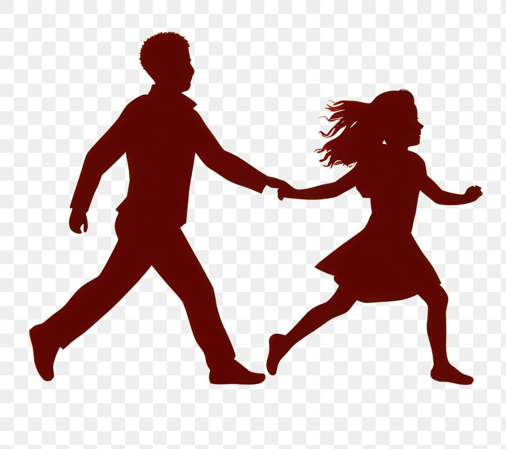 PNG Sillouette two kids running | Premium PNG - rawpixel