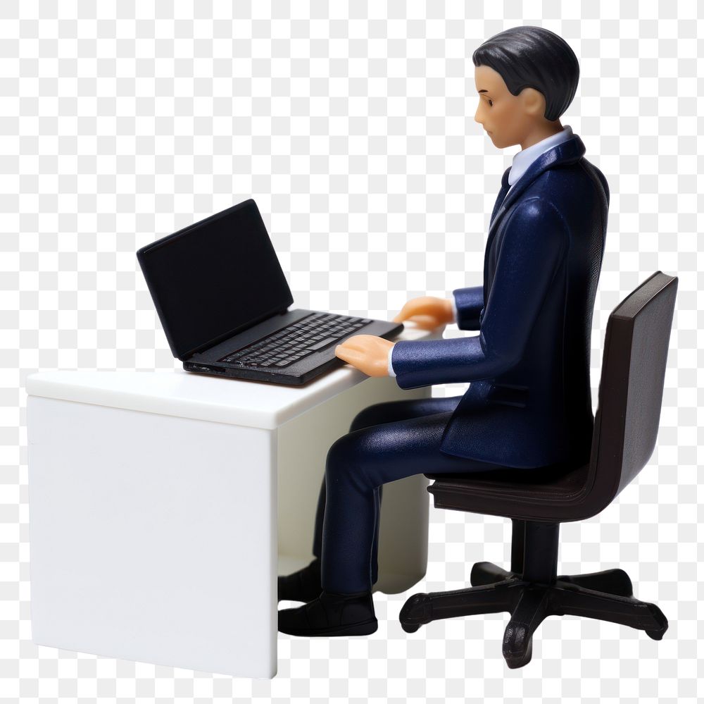 PNG Business man using computer | Free PNG - rawpixel