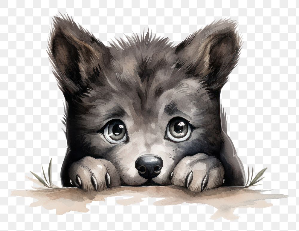 PNG Peeking Wolf showing emotion | Free PNG - rawpixel