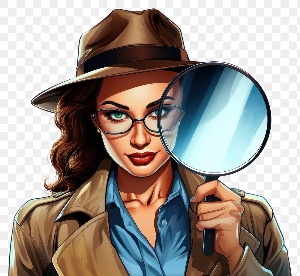 PNG Detective woman holding magnifying | Premium PNG - rawpixel