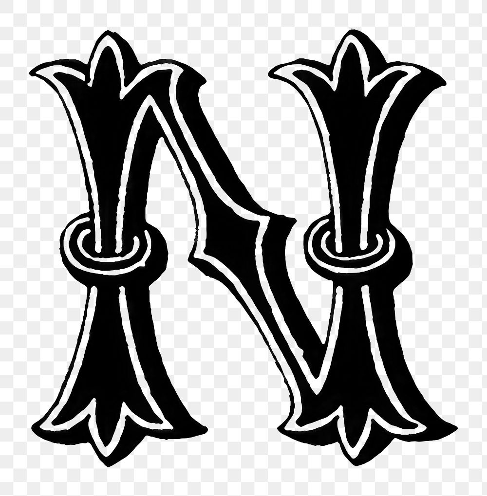 N letter PNG, 16th-century calligraphy | Premium PNG - rawpixel