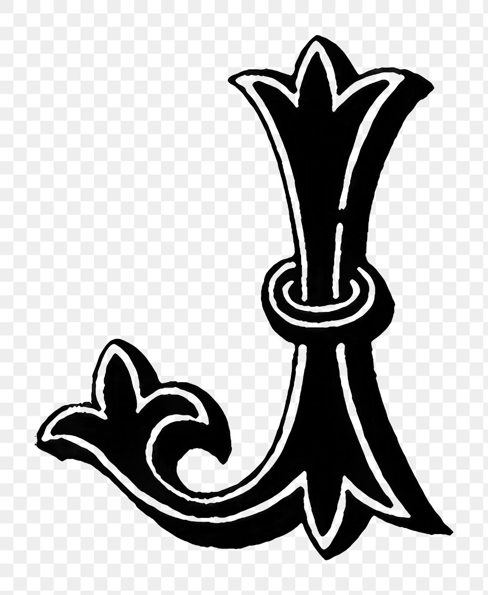 J letter PNG, 16th-century calligraphy | Premium PNG - rawpixel