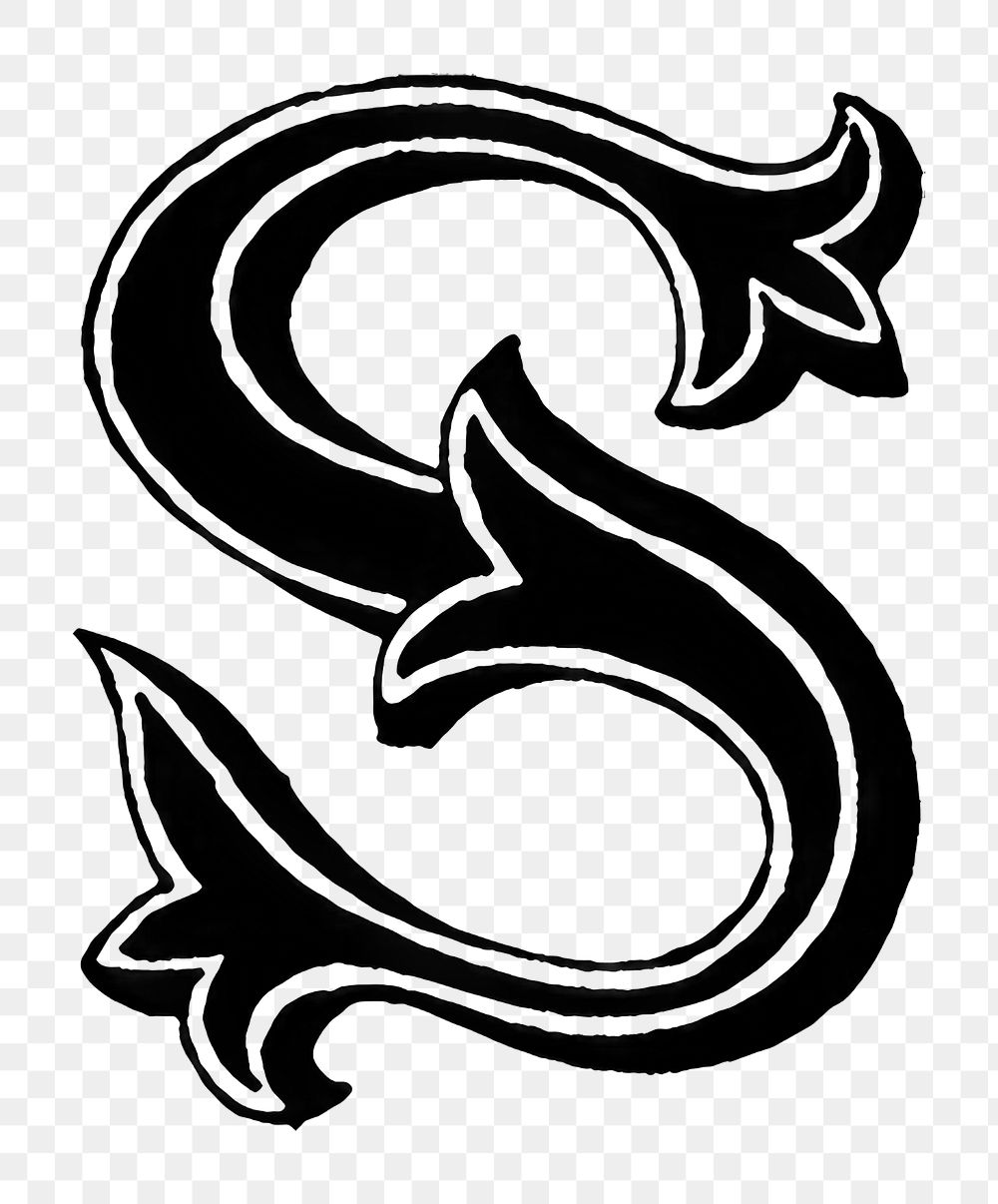 S letter PNG, 16th-century calligraphy | Premium PNG - rawpixel