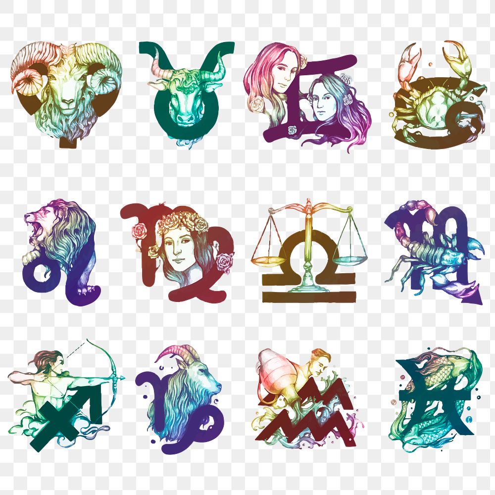 Png zodiac set gradient sticker | Premium PNG - rawpixel