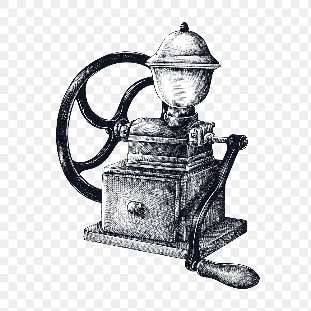 Hand drawn retro coffee grinder | Free PNG Sticker - rawpixel