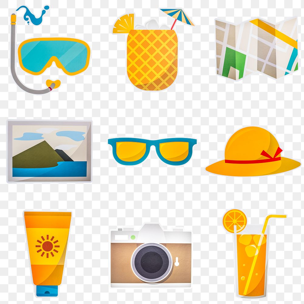 Summer vacation icons design sticker | Premium PNG - rawpixel