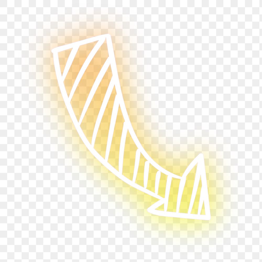 Neon yellow curved arrow sign | Premium PNG Sticker - rawpixel