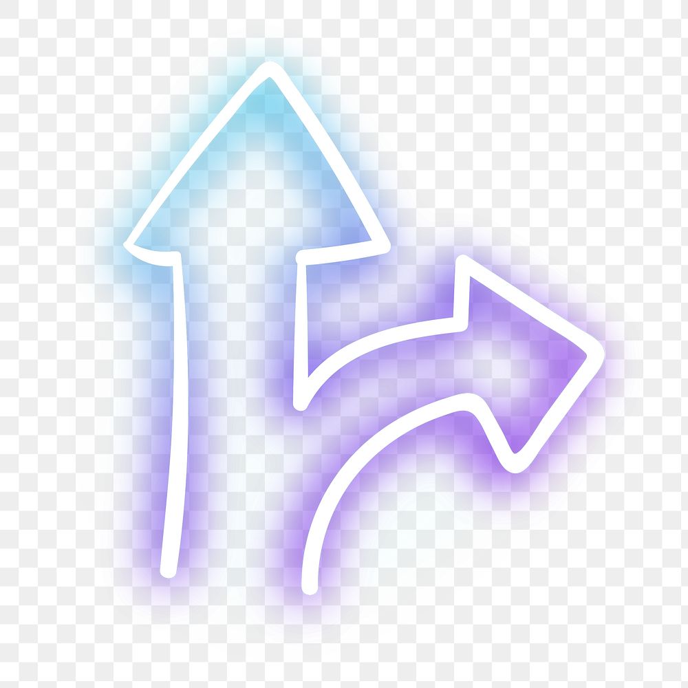 Neon purple two direction arrow | Free PNG Sticker - rawpixel