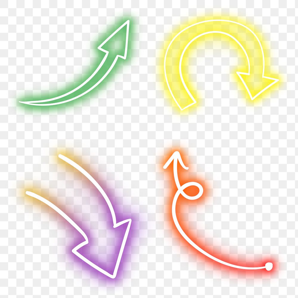 Neon arrows sign set design | Premium PNG - rawpixel