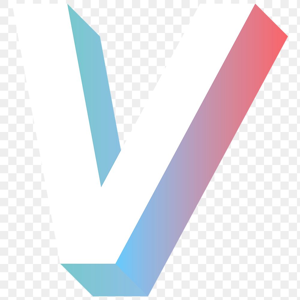 Alphabet letter V isometric typography | Free PNG Sticker - rawpixel