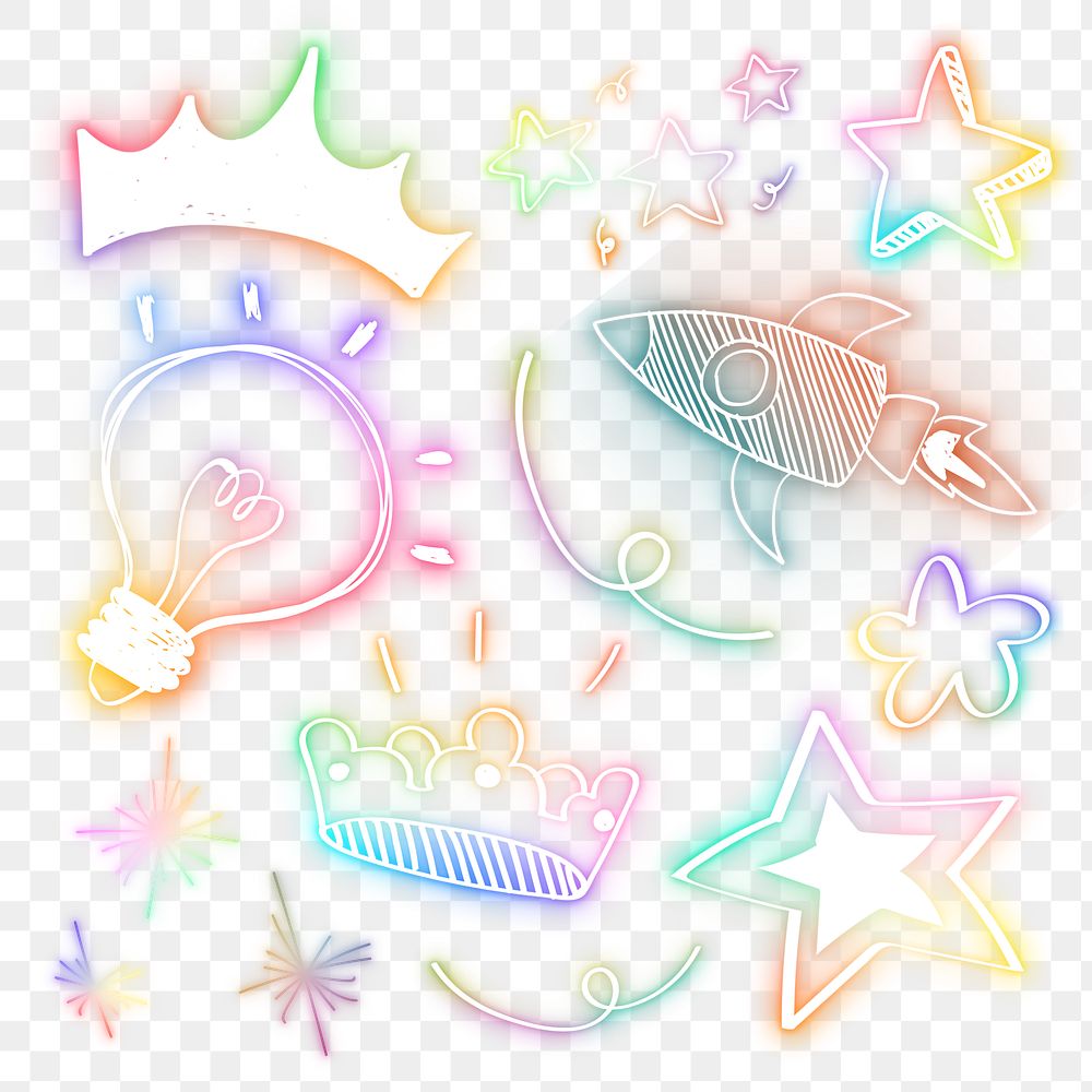 Colorful neon glow doodle png | Premium PNG - rawpixel