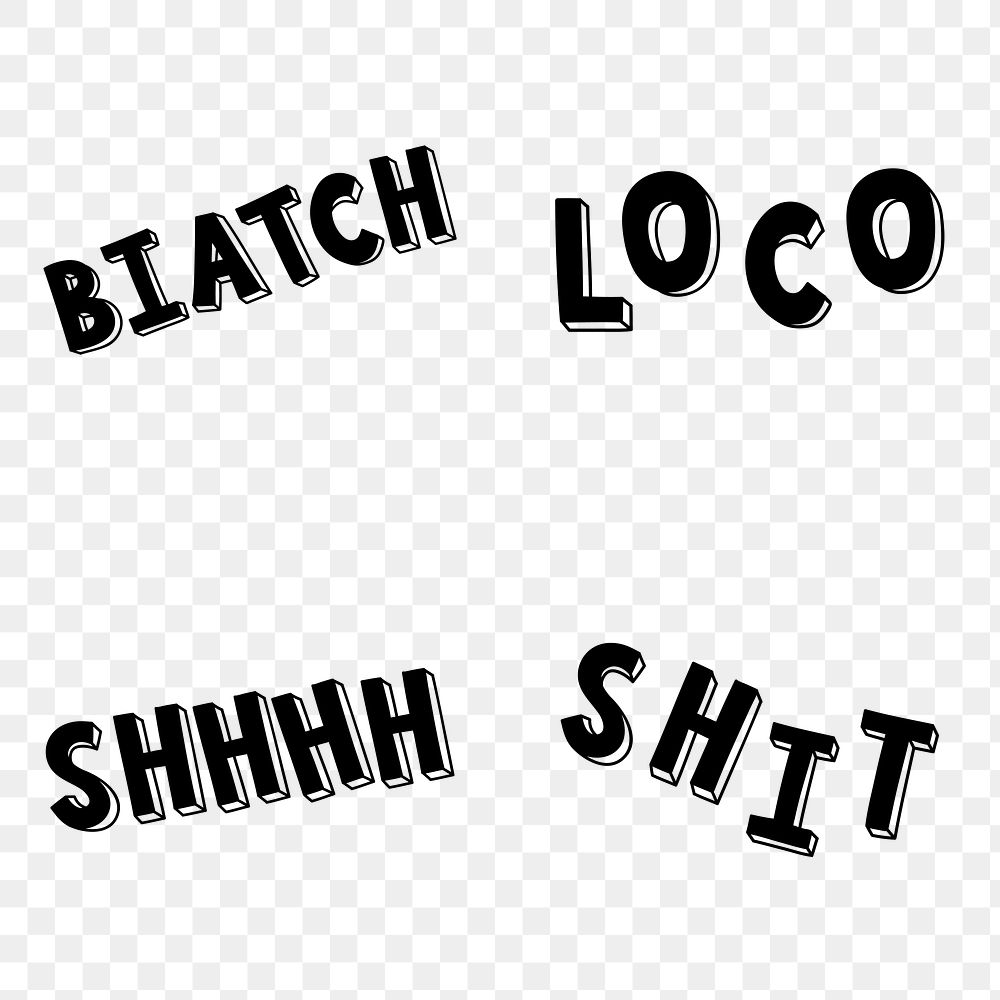 Cool png words typography set | Premium PNG - rawpixel