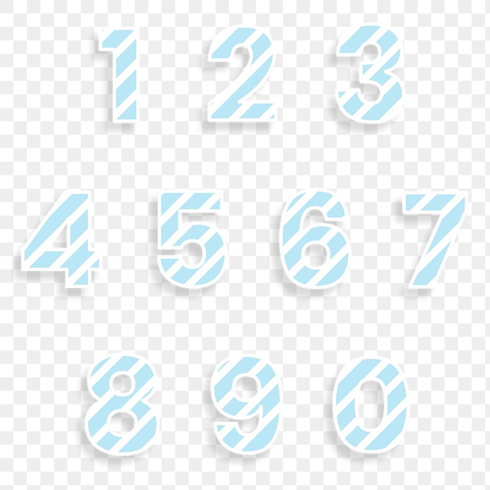 Striped numbers font png | Free PNG Sticker - rawpixel