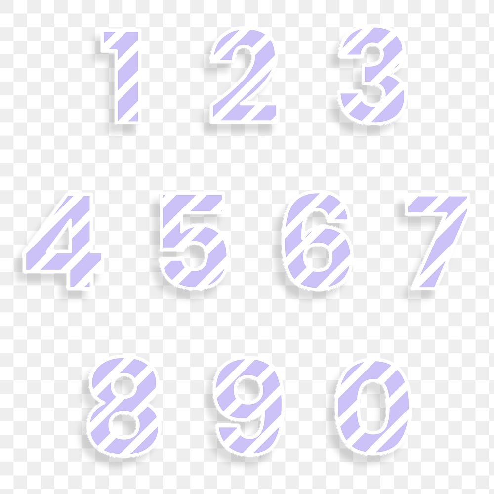 Numbers striped typography png font | Premium PNG - rawpixel