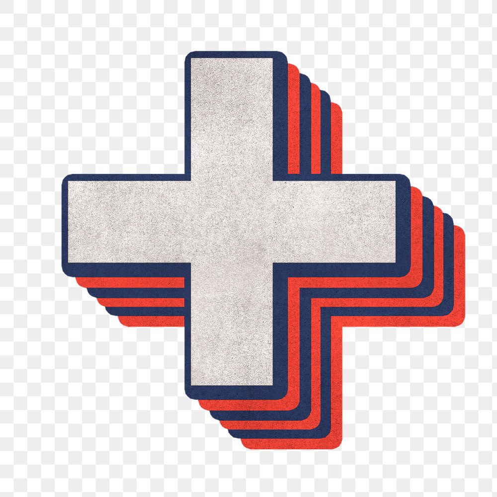 Plus symbol png layered typography | Free PNG Sticker - rawpixel