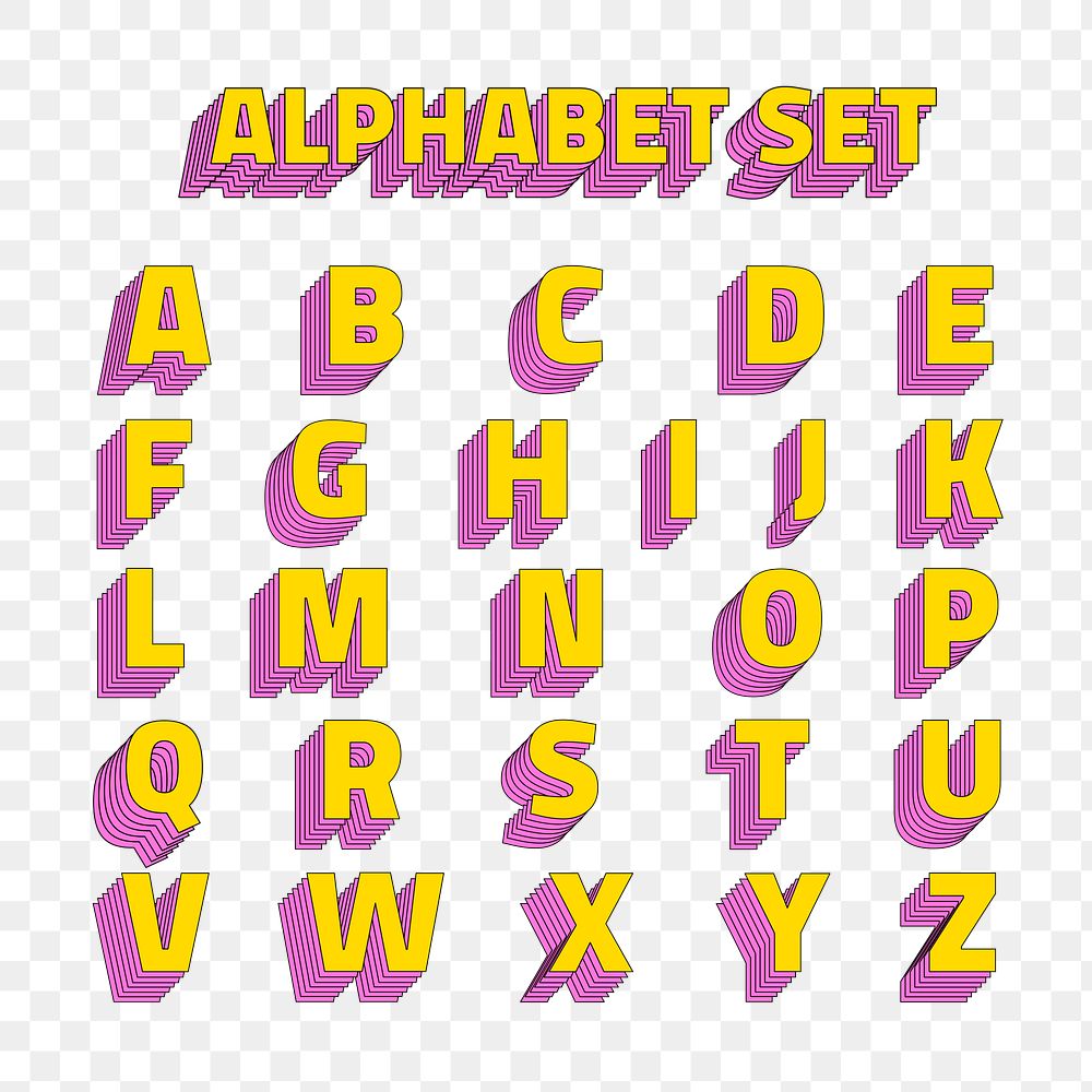 Transparent layered alphabet set retro | Premium PNG - rawpixel