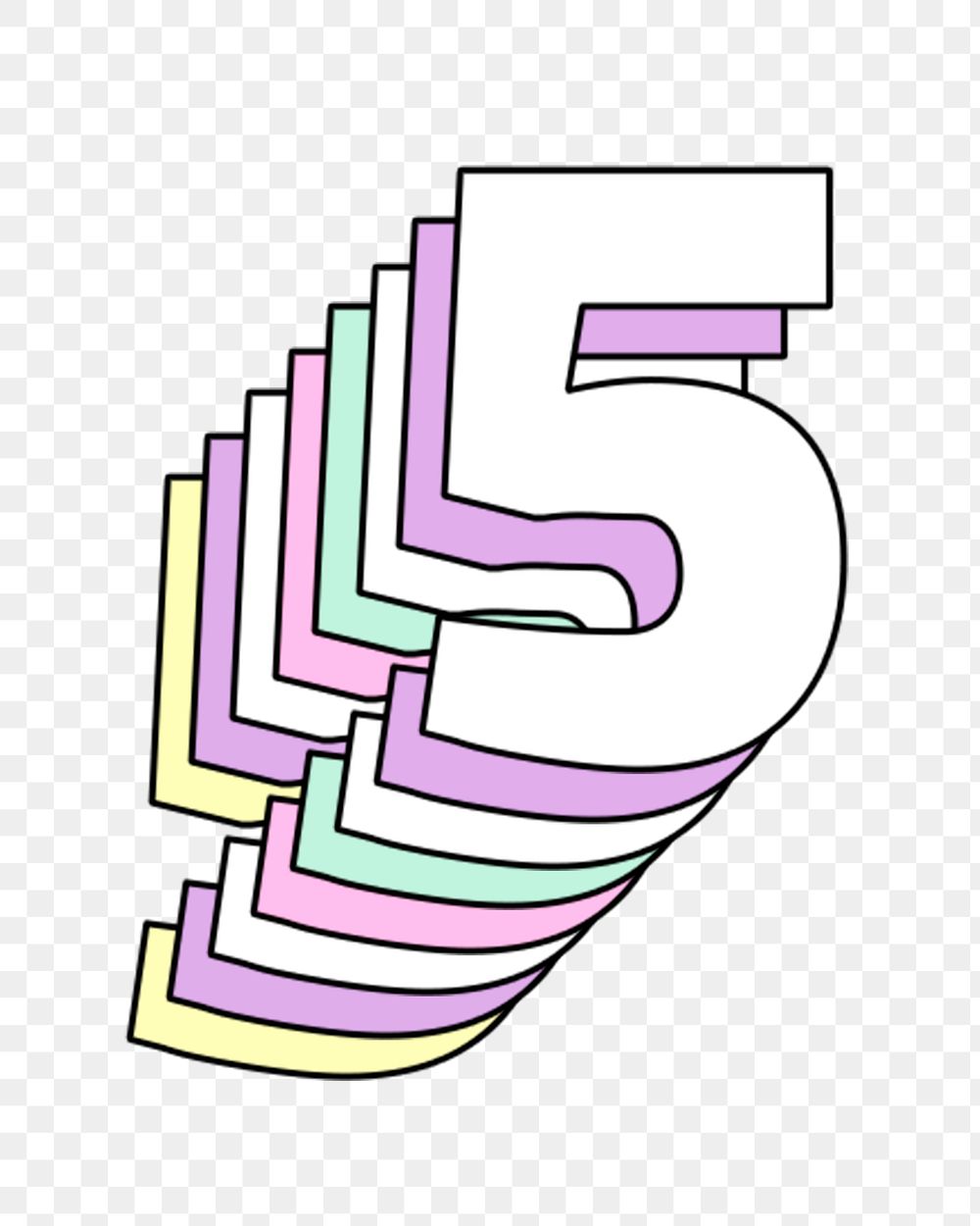 Retro 3d pastel five png | Free PNG Sticker - rawpixel