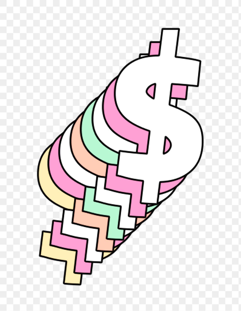 Layered dollar sign png pastel | Premium PNG Sticker - rawpixel