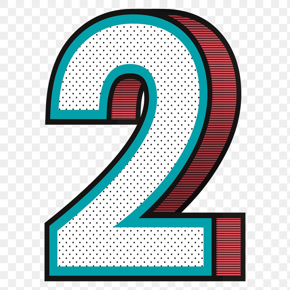 Number 2 png 3d halftone | Free PNG Sticker - rawpixel
