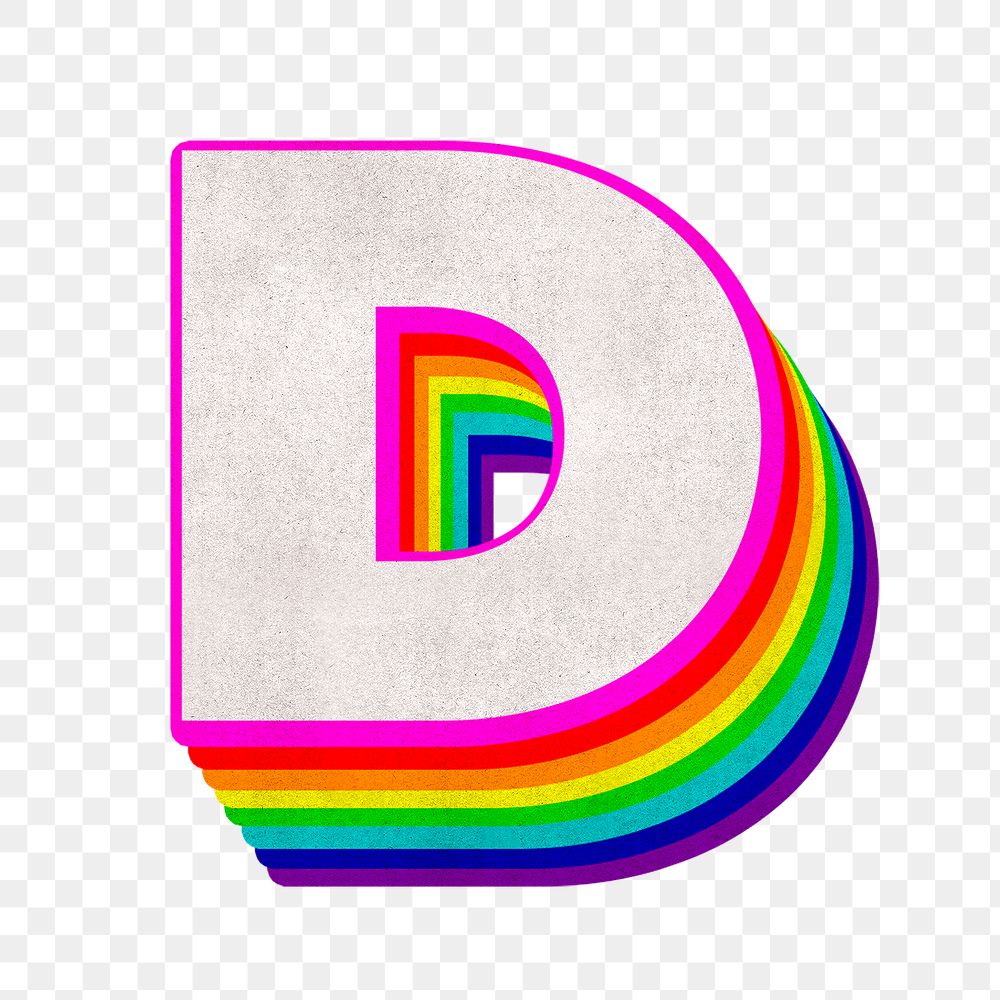 Png letter d rainbow typography | Free PNG Sticker - rawpixel