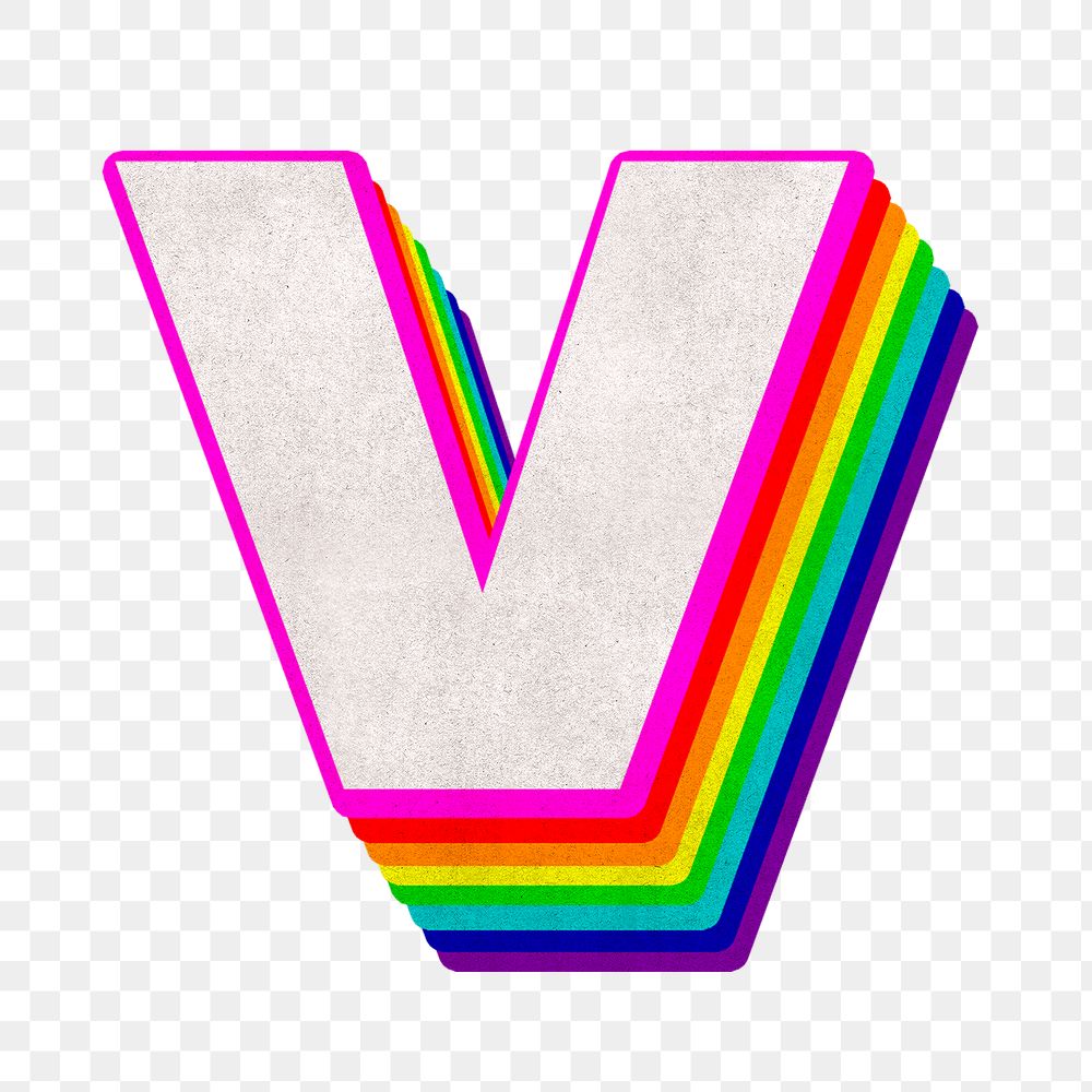 Png letter v rainbow typography | Free PNG Sticker - rawpixel
